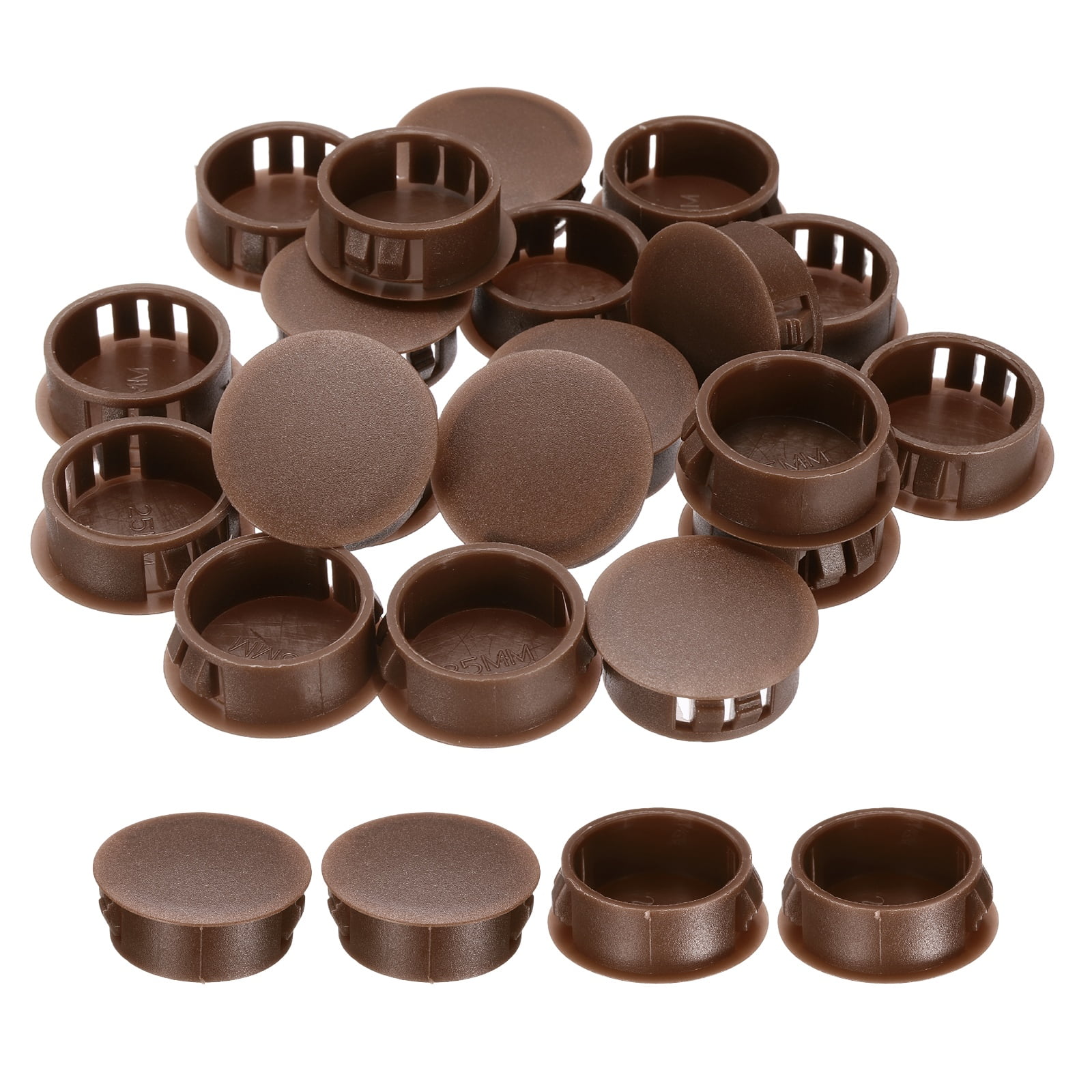 20Pcs Brown Hole Plugs, 25mm / 0.98" Plastic Snap in Locking Screw Hole ...