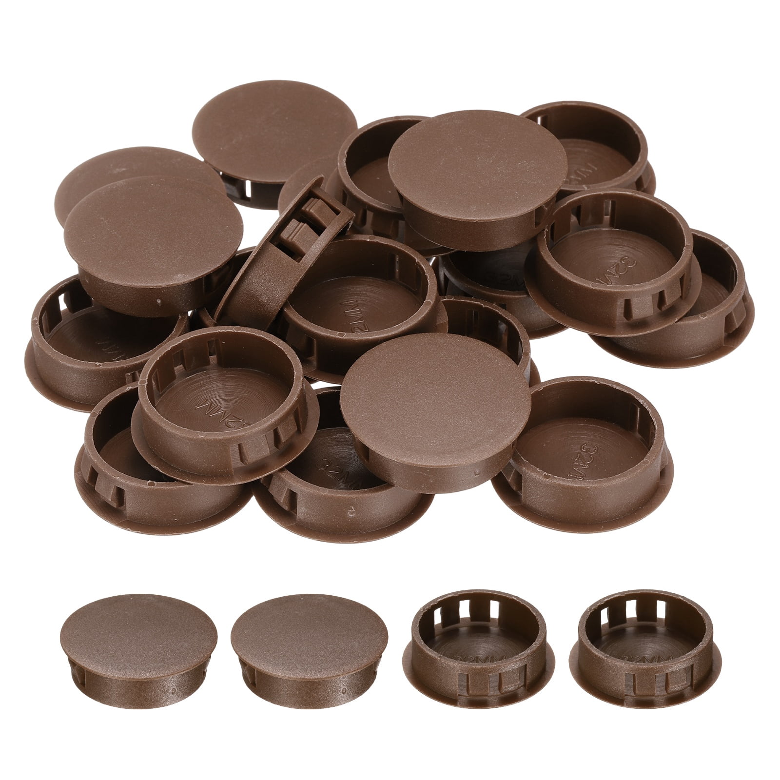 20Pcs Brown Hole Plugs, 32mm / 1.26" Plastic Snap in Locking Screw Hole ...