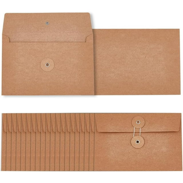 20Pcs Brown Kraft Paper Envelopes Kraft String File Folder Filing ...