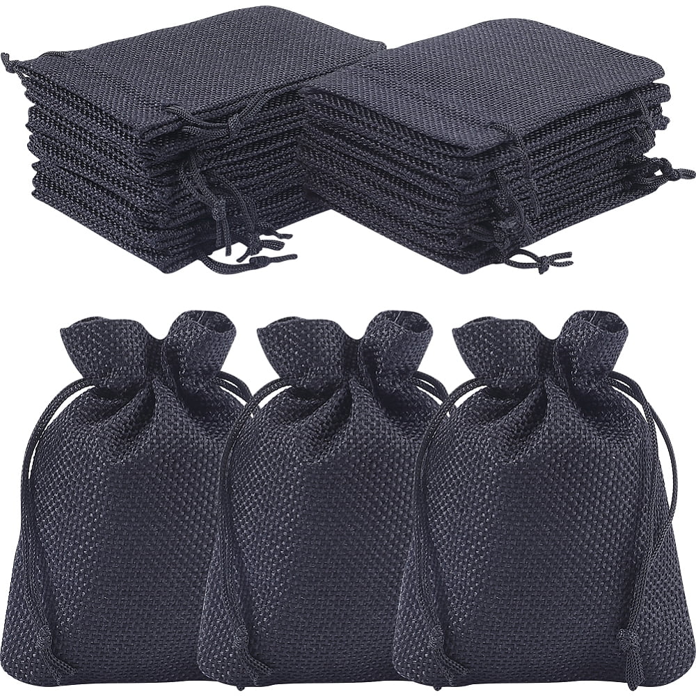 20Pcs Burlap Bags with Drawstring 4.7x3.5 Inch Black Jewelry Pouches ...