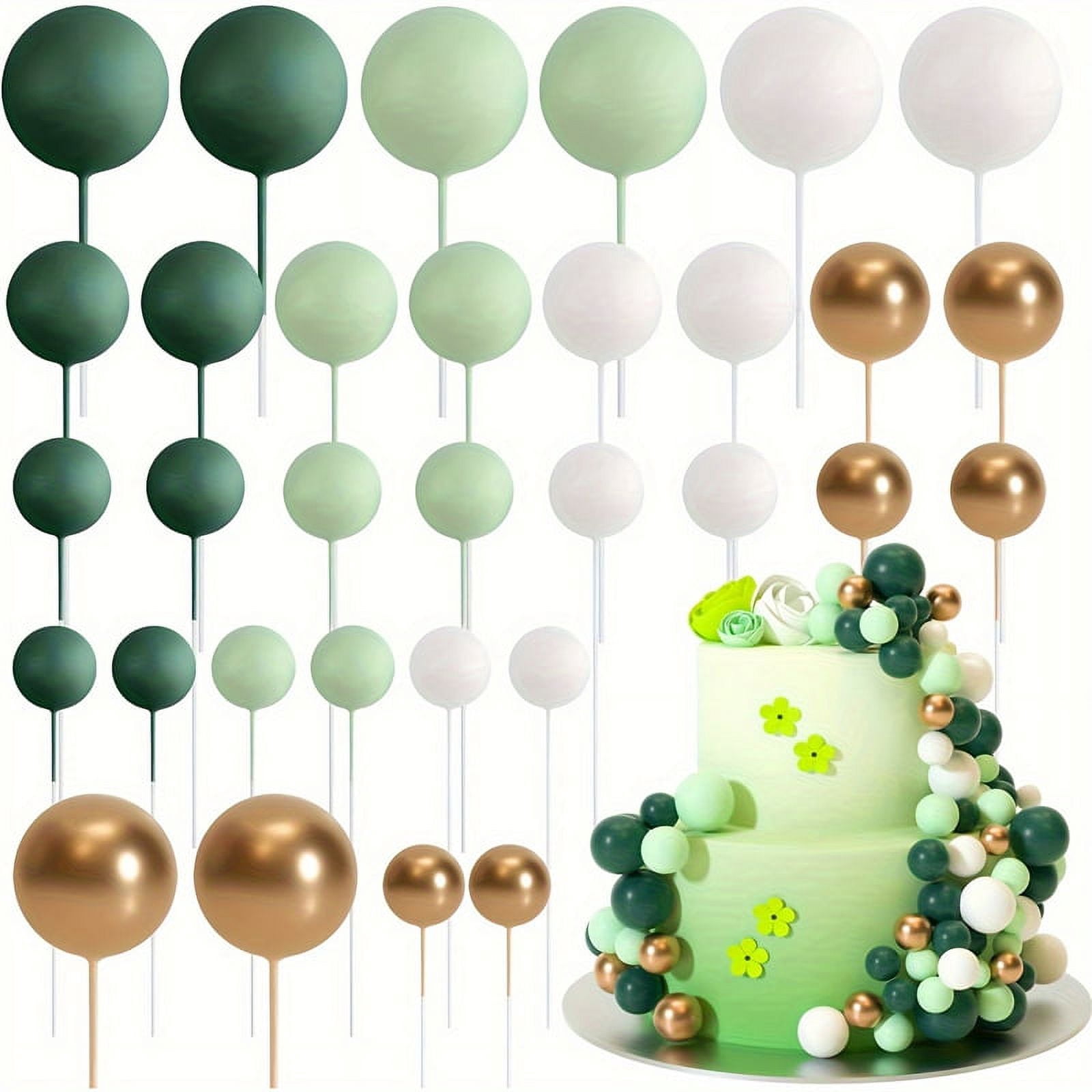 20Pcs Cake Topper Gold Silver Ball Happy Birthday Cake Topper DIY ...