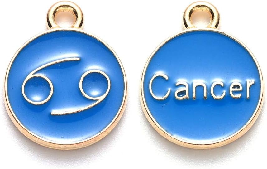 20Pcs Cancer Charms Alloy Enamel Pendants Flat Round with 12 ...