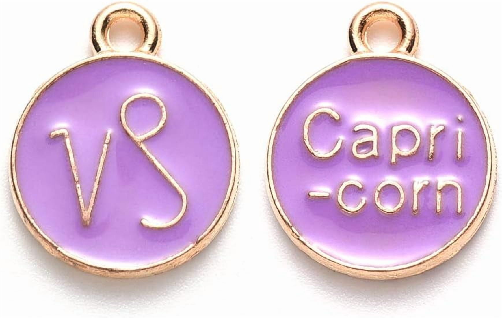 20Pcs Capricorn Alloy Enamel Pendants Flat Round with Constellation ...