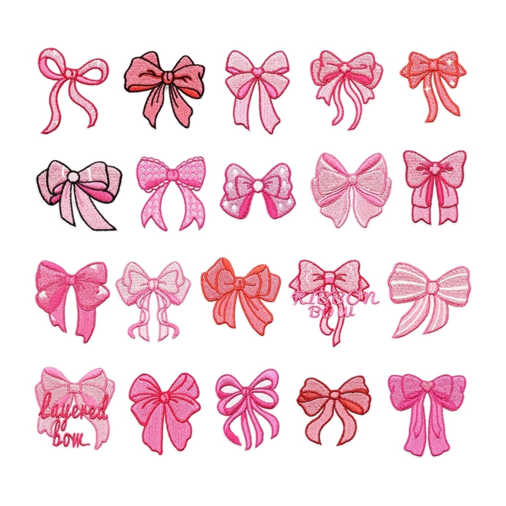 20Pcs Cartoon Checkered Bowknot Embroidered Appliques Without Sewing ...
