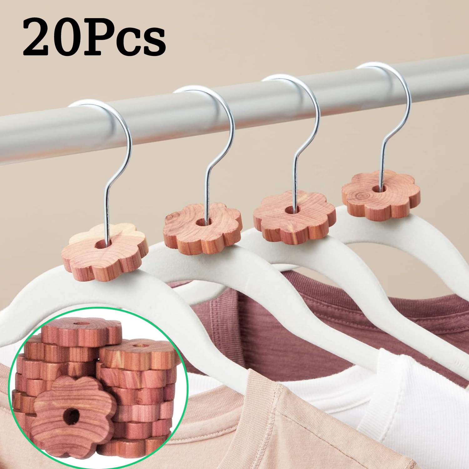 20Pcs Cedar Rings for Clothes Storage Hangers, Natural Aromatic Red ...