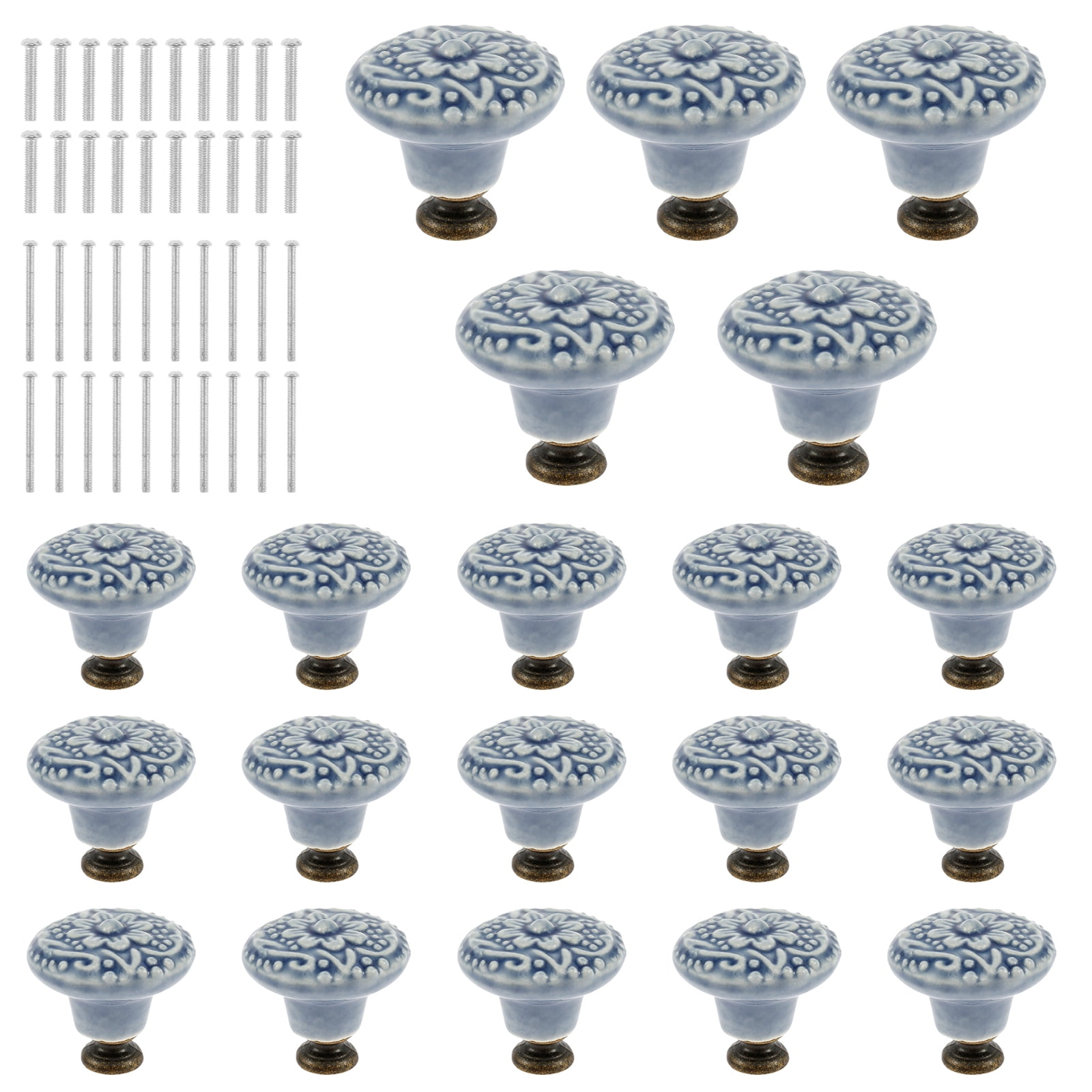 20Pcs Ceramic Knob Set Vintage Drawer Knobs Decorative Furniture Knob ...