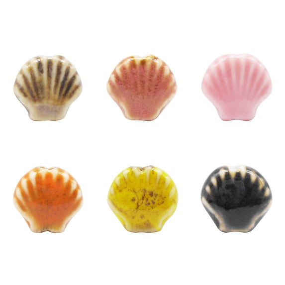 20Pcs Ceramic Shell Loose Beads 13x14mm Porcelain Scallop Shaped Spacer ...