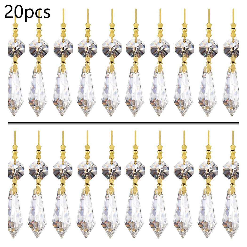 20Pcs Chandelier Crystals, Clear Teardrop Crystal Chandelier Pendants ...