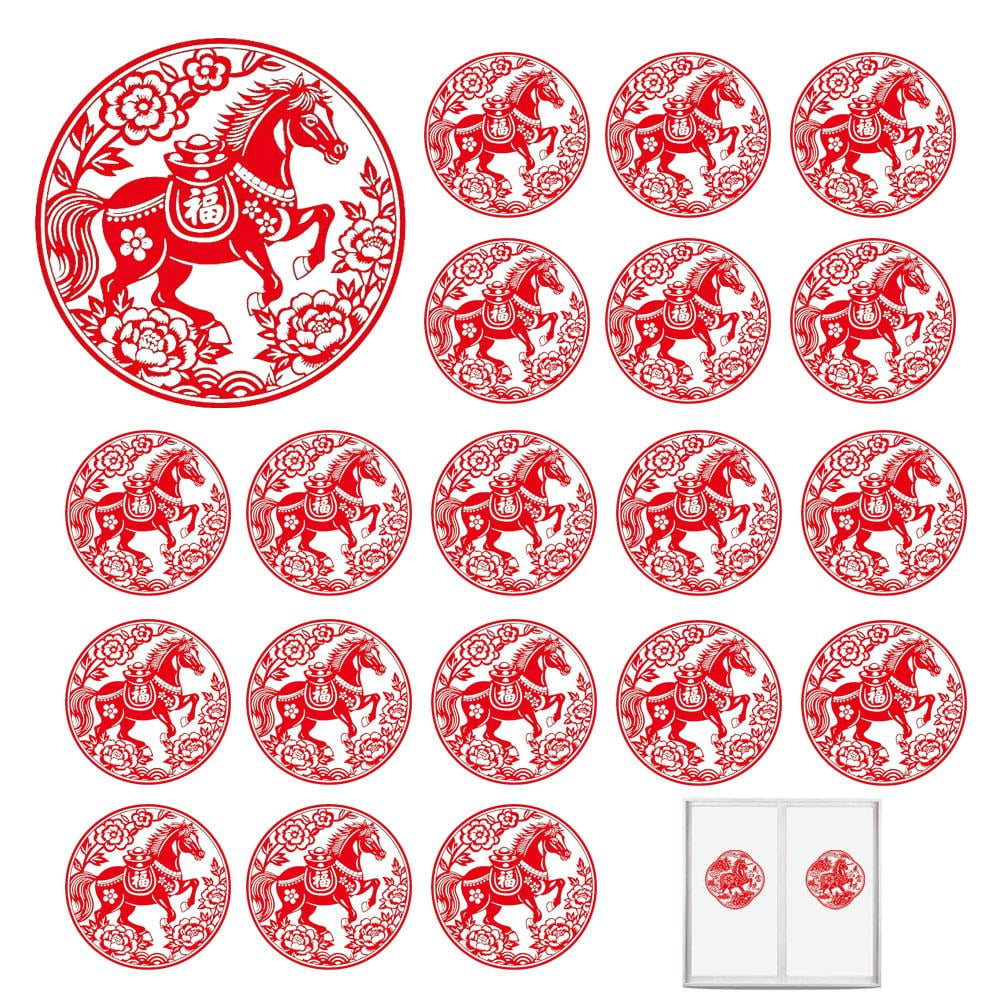 20Pcs Chinese New Year Window Stickers, 2026 Year of Horse Chinese ...