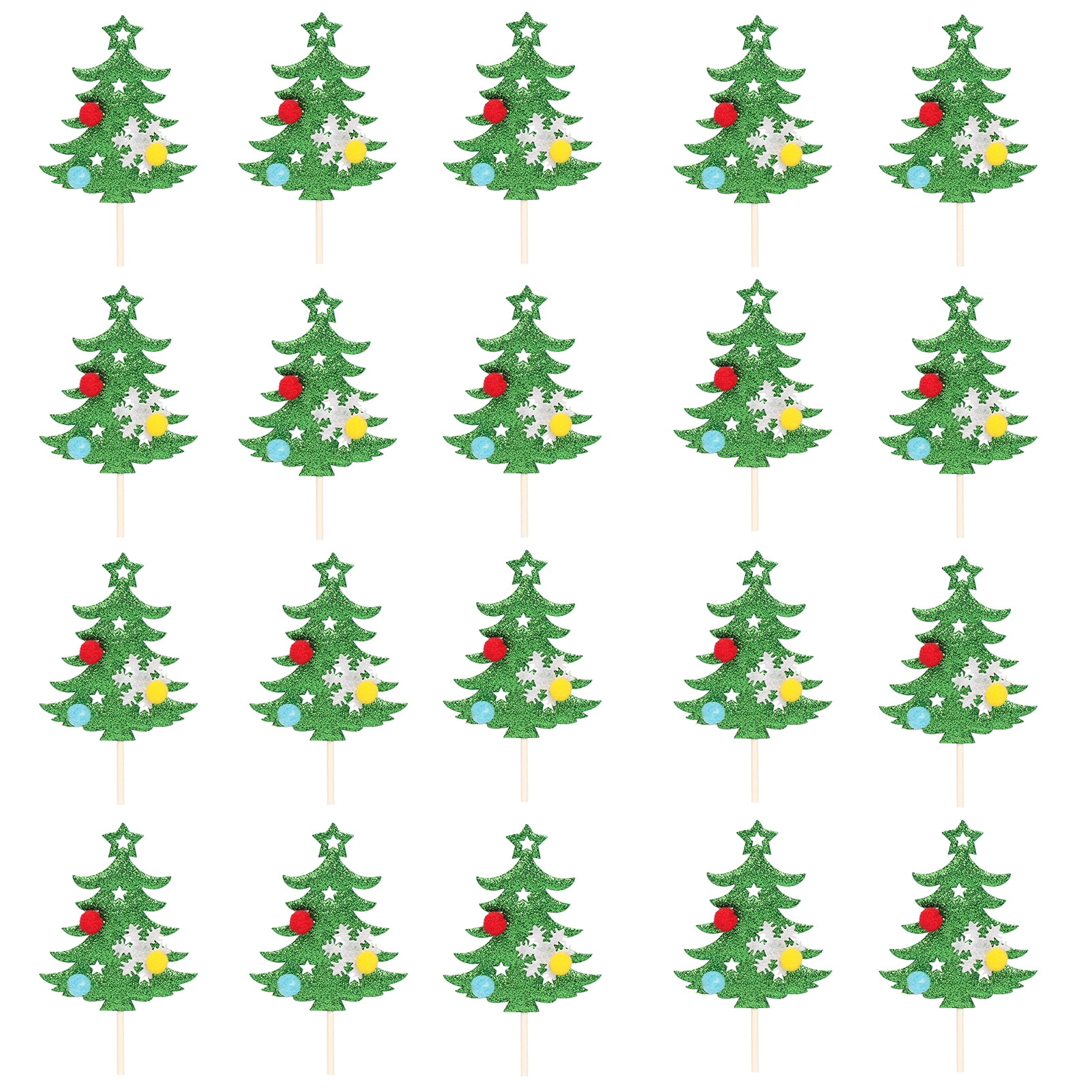 20Pcs Christmas Cake Toppers Food Grade Bright Color Reusable Compact ...