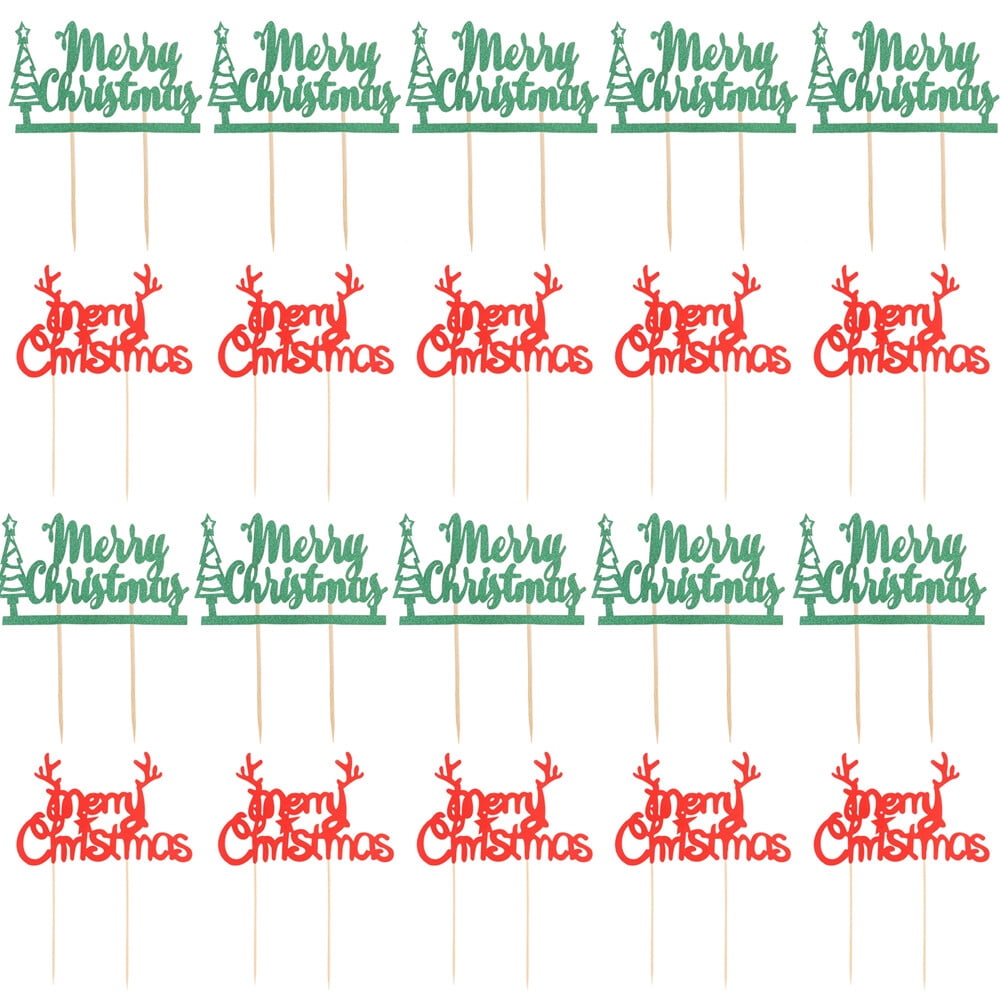20Pcs Christmas Design Cupcake Toppers Cake Decorative Toppers Party ...