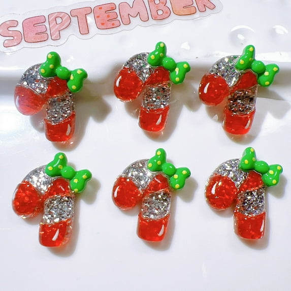 20Pcs Christmas Resin Slime Charms for Craft, Santa Snowman Tree Bell ...