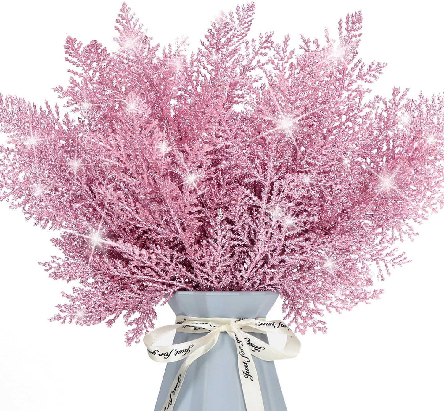 20Pcs Christmas Tree Picks Sprays 10.4" Glitter Artificial Pine Needles ...