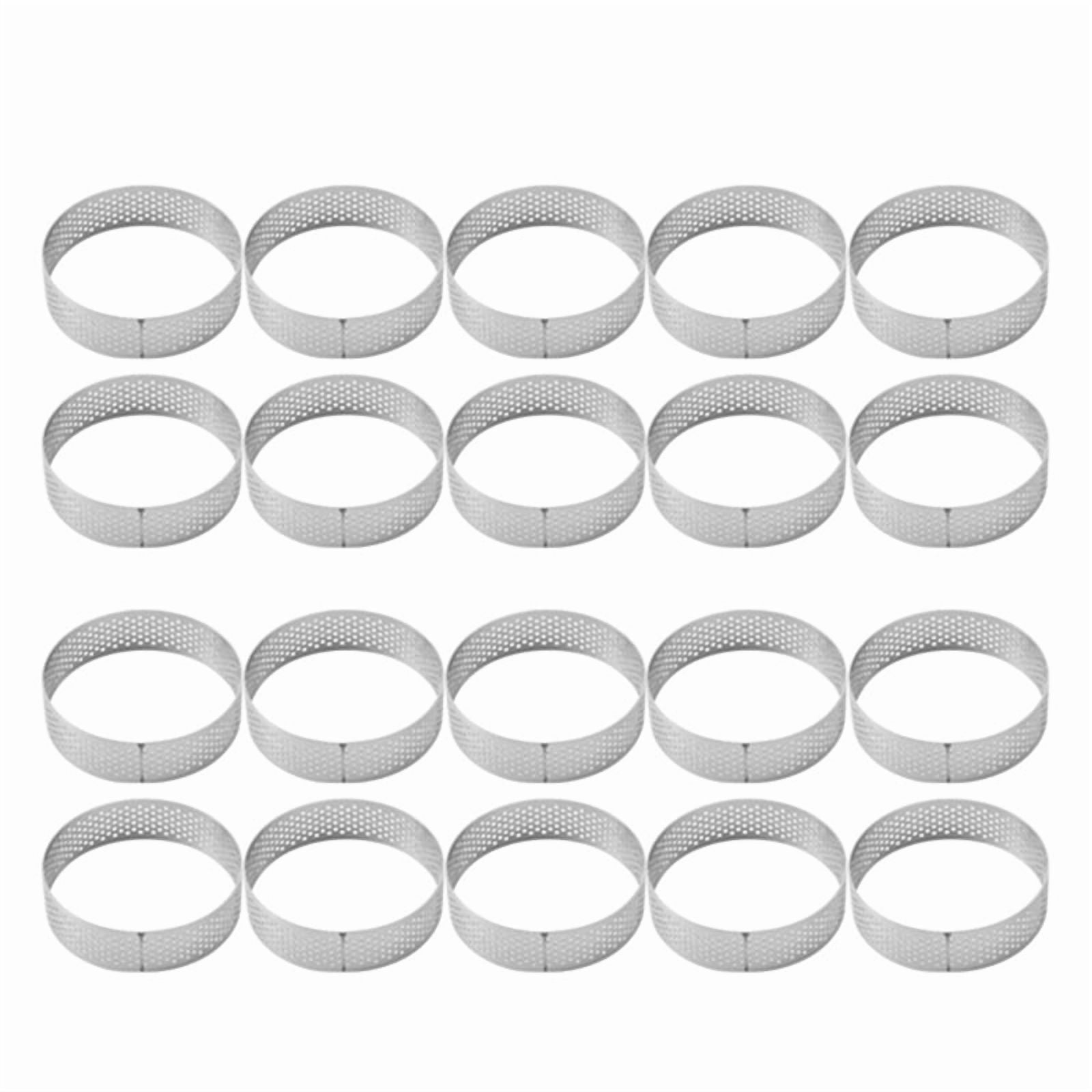 20Pcs Circular Tart Rings with Holes Stainless Steel Fruit Pie Quiches ...