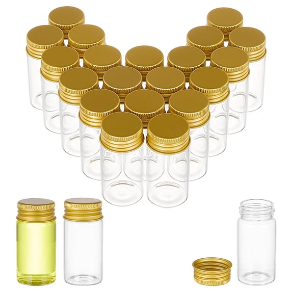 20Pcs Clear Glass Bottles Bead Containers Screw Top Bead Storage Tubes ...