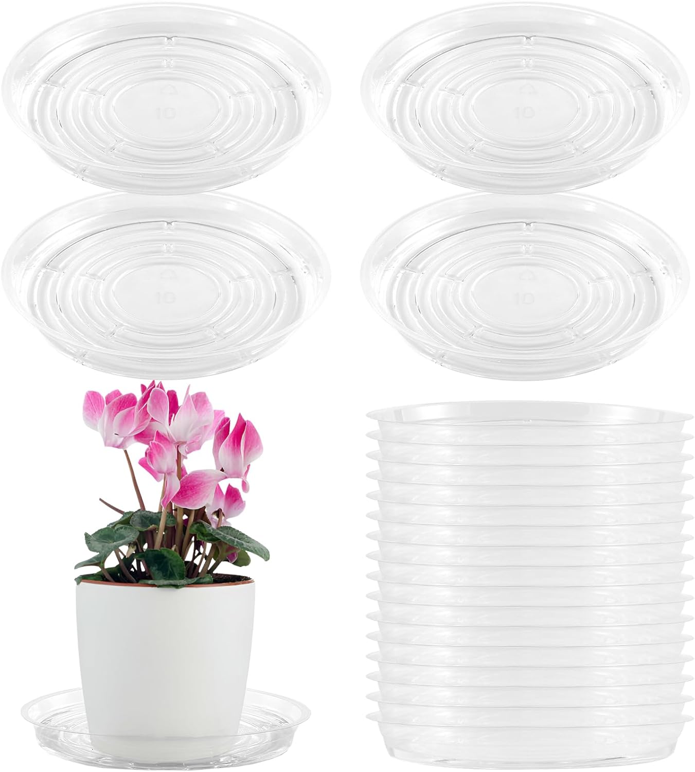 20Pcs Clear Plant Saucers for Indoors Plant Drip Trays for Potted ...
