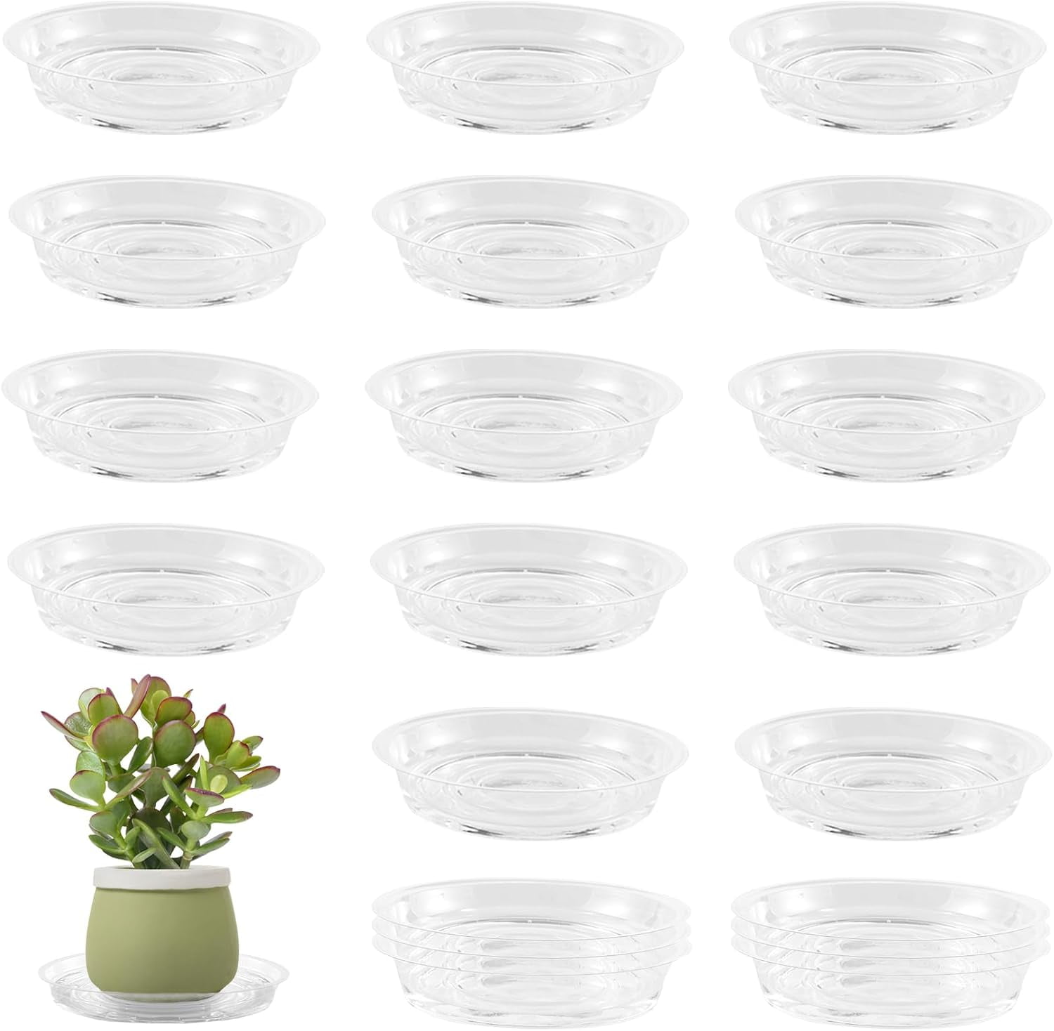 20Pcs Clear Plant Saucers for Indoors Plant Drip Trays for Potted ...