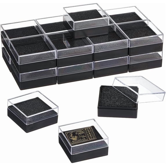 20Pcs Clear Plastic Gift Box For Pin 1.7x1.7x0.9 inch Black ...