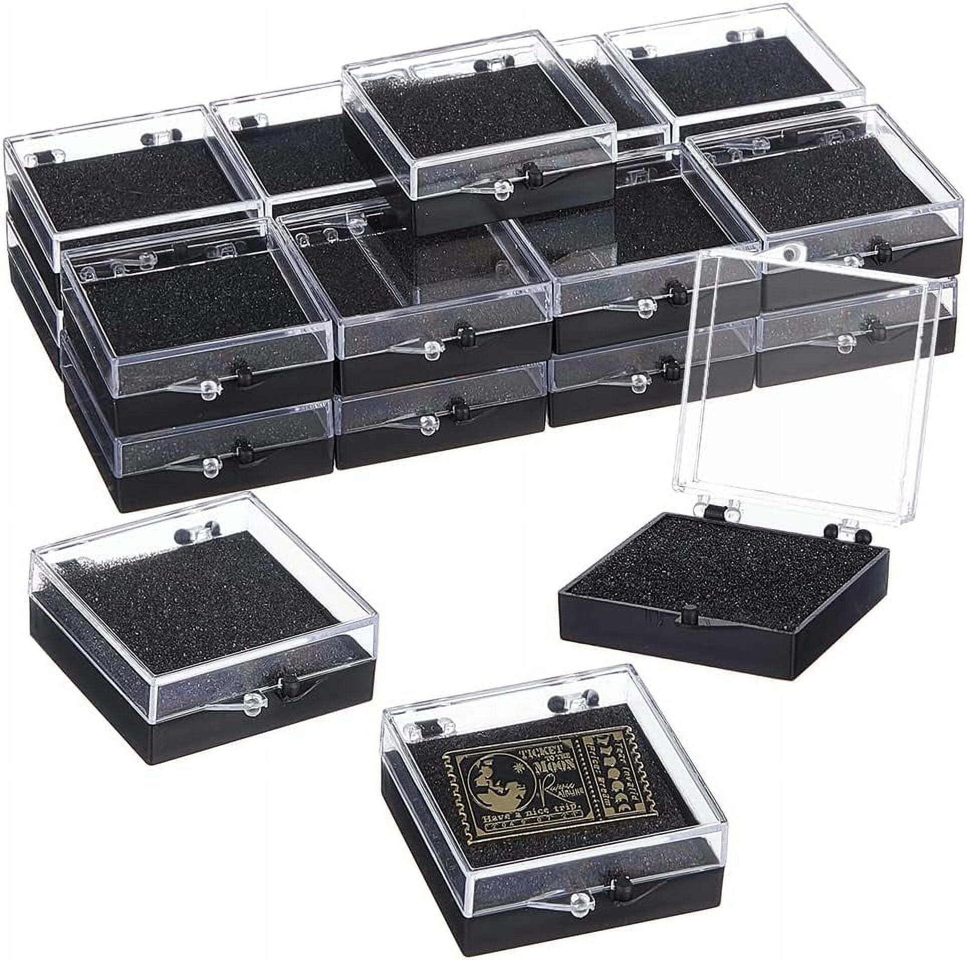 20Pcs Clear Plastic Gift Box For Pin 1.9x1.7x0.7 inch Black ...