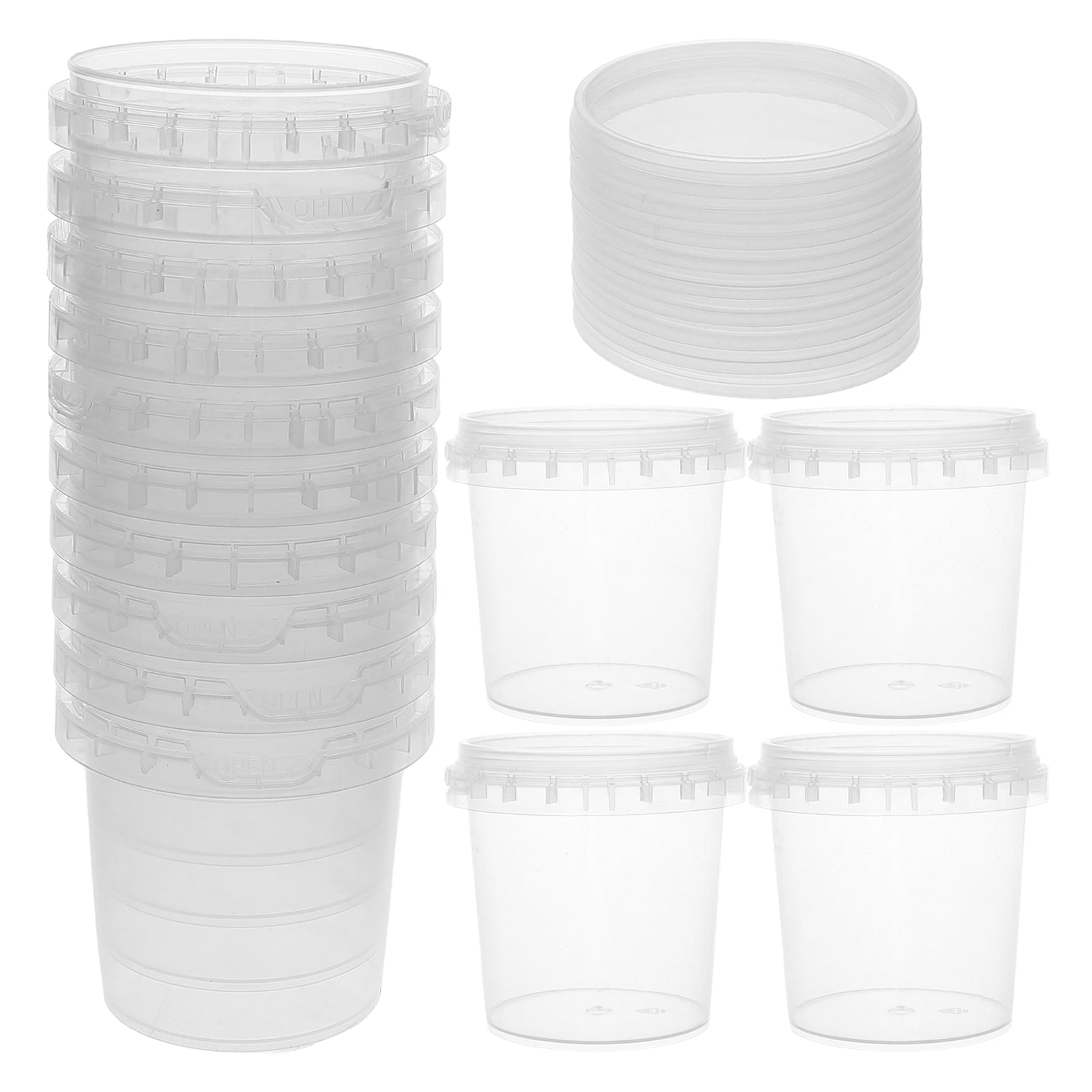20Pcs Clear Plastic Ice Cream Buckets with Lids 150ml Round Transparent ...