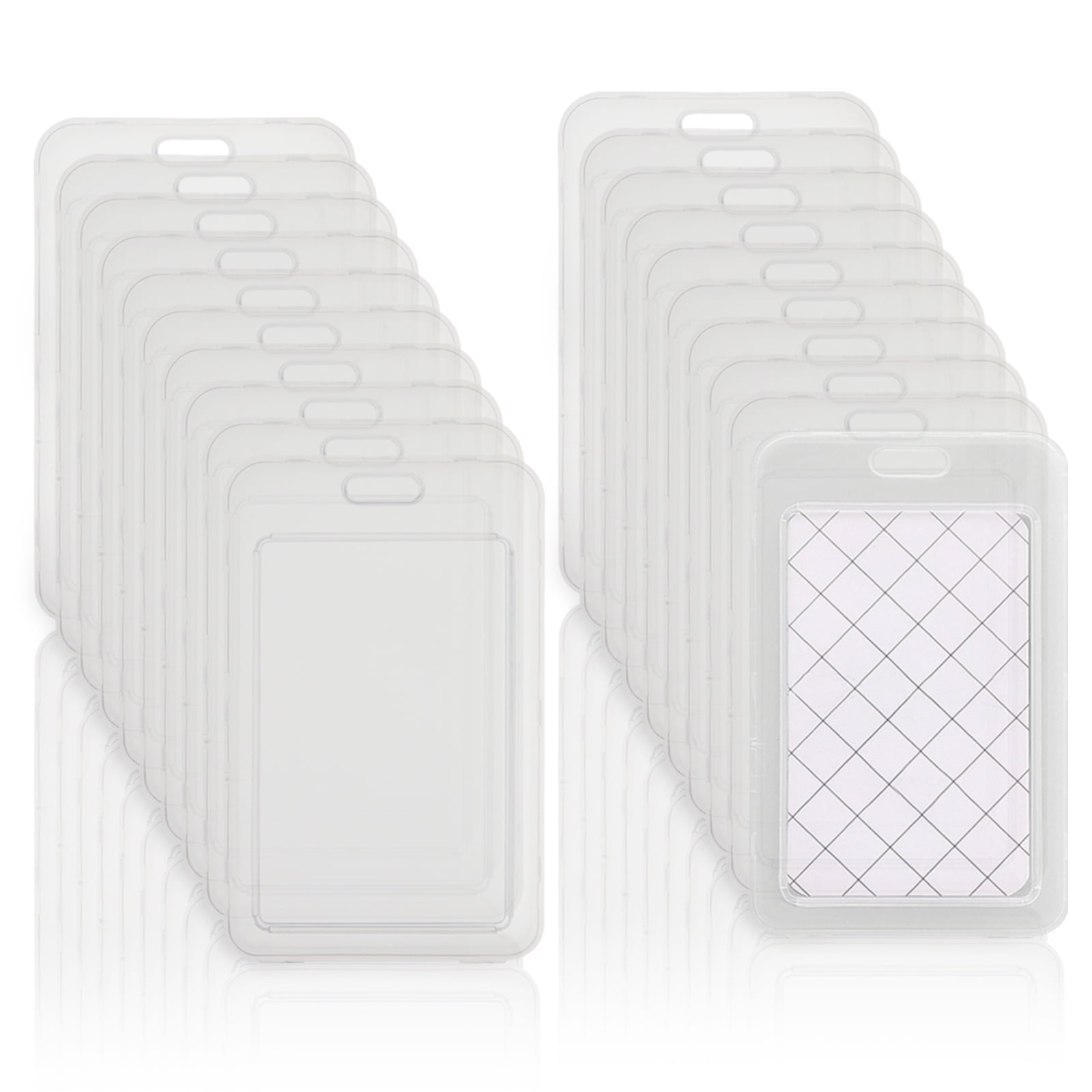 20Pcs Clear Vertical Name Tag Badge Id Card Holders Heavy Duty ...