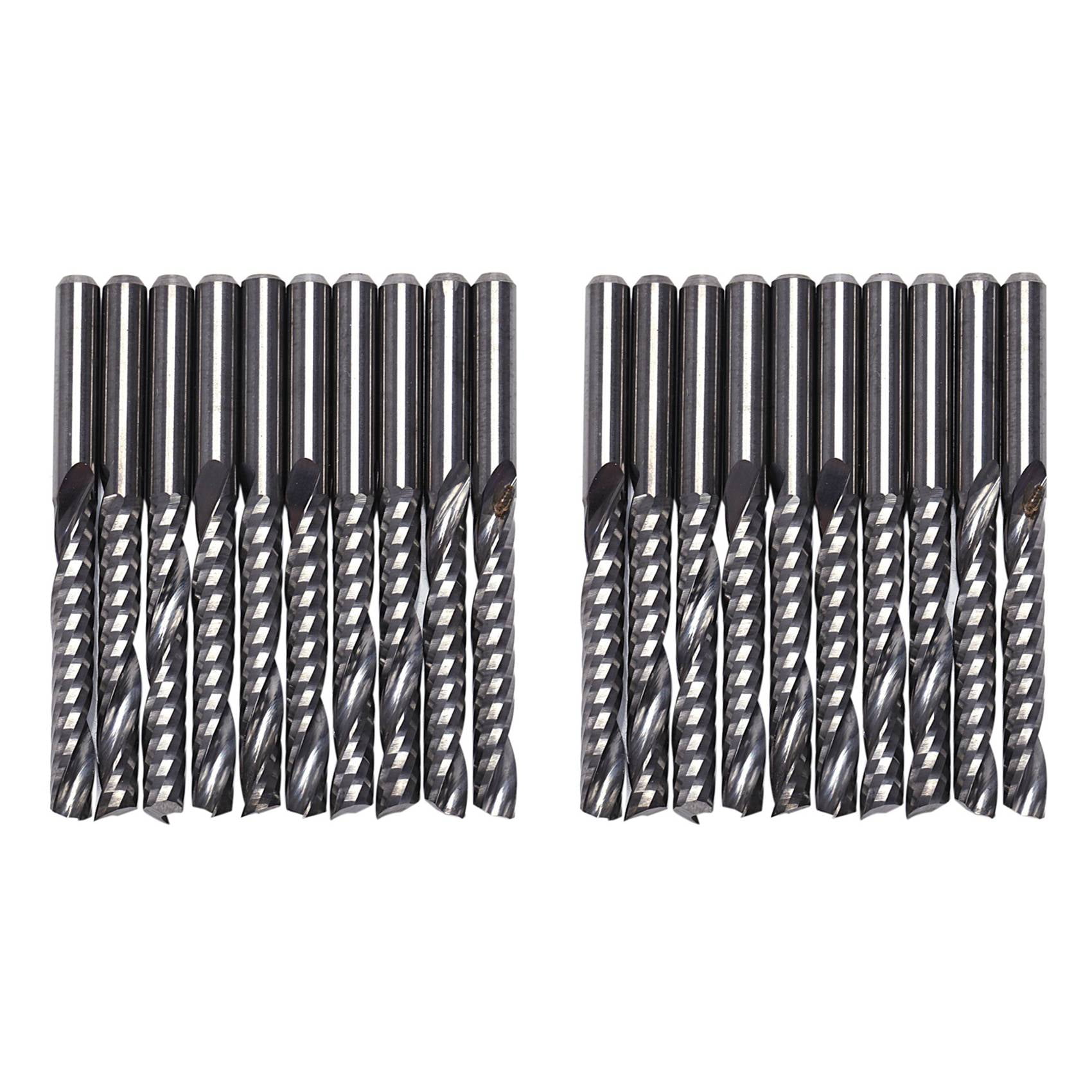 20Pcs Cnc Router Bits 3.175 x 22mm Single Flute Spiral Carbide Milling ...