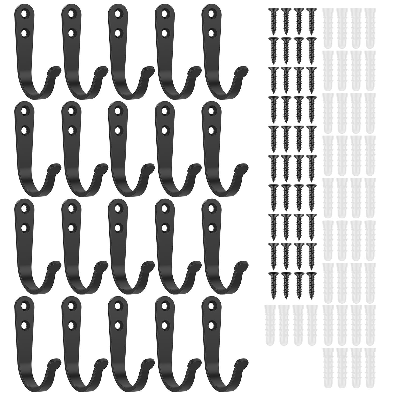 20Pcs Coat Hooks Heavy Duty Metal Clothes Hooks Wall Mounted Towel ...