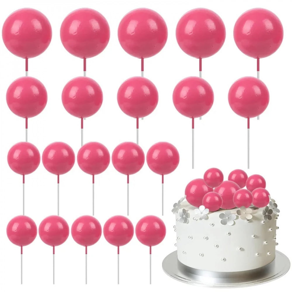20Pcs Colorful Balls Cake Topper Mini Balloons Cupcake Insert Sticks ...