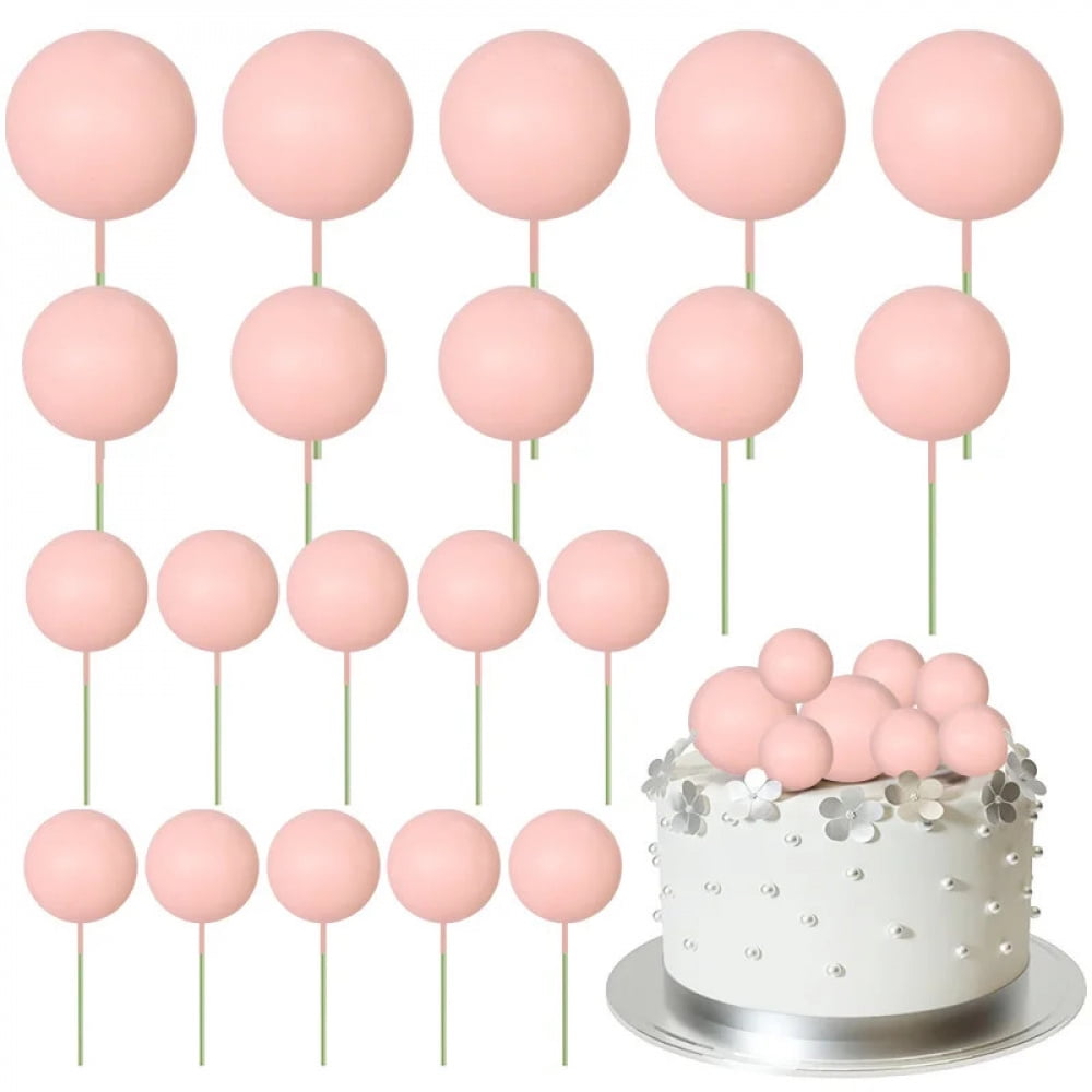 20Pcs Colorful Balls Cake Topper Mini Balloons Cupcake Insert Sticks ...