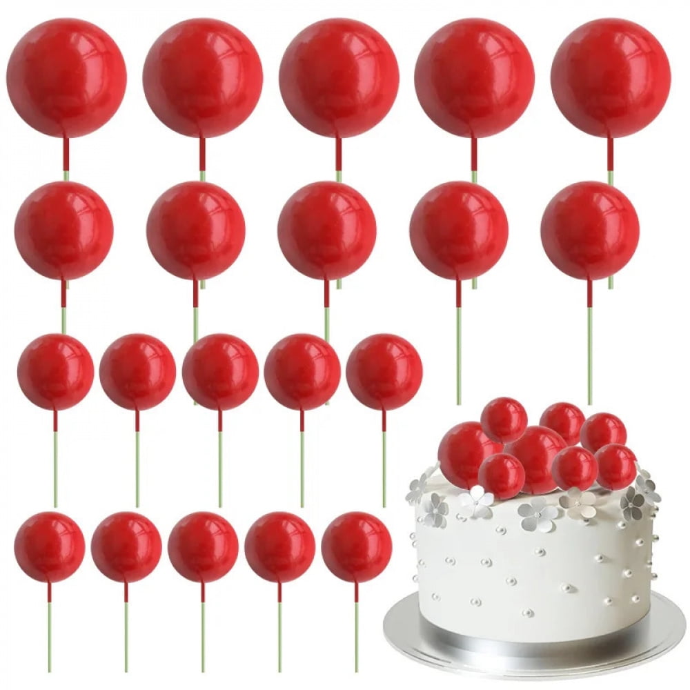 20Pcs Colorful Balls Cake Topper Mini Balloons Cupcake Insert Sticks ...