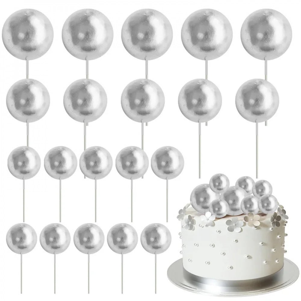 20Pcs Colorful Balls Cake Topper Mini Balloons Cupcake Insert Sticks ...