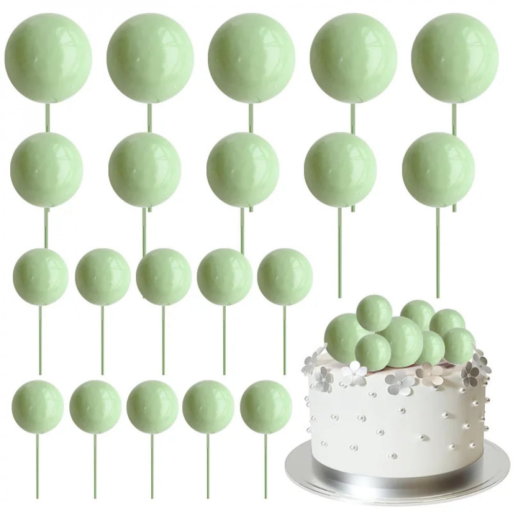 20Pcs Colorful Balls Cake Topper Mini Balloons Cupcake Insert Sticks ...