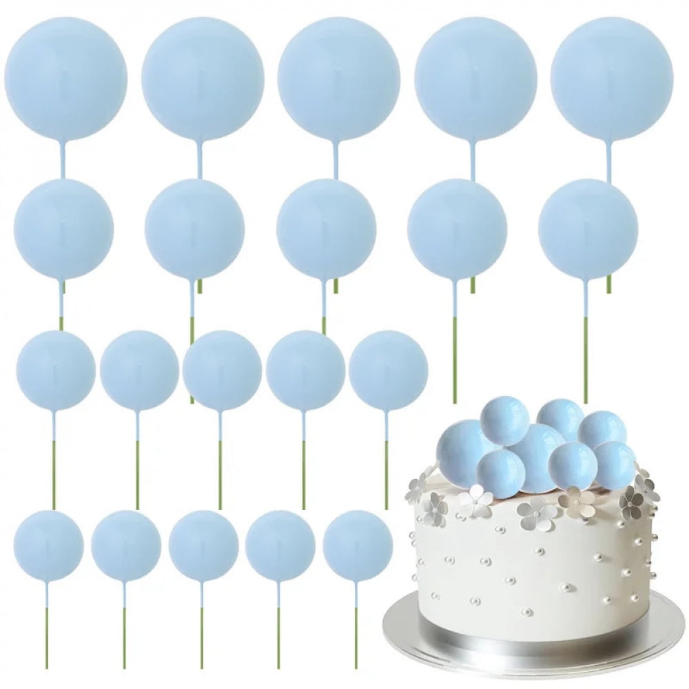 20Pcs Colorful Balls Cake Topper Mini Balloons Cupcake Insert Sticks ...