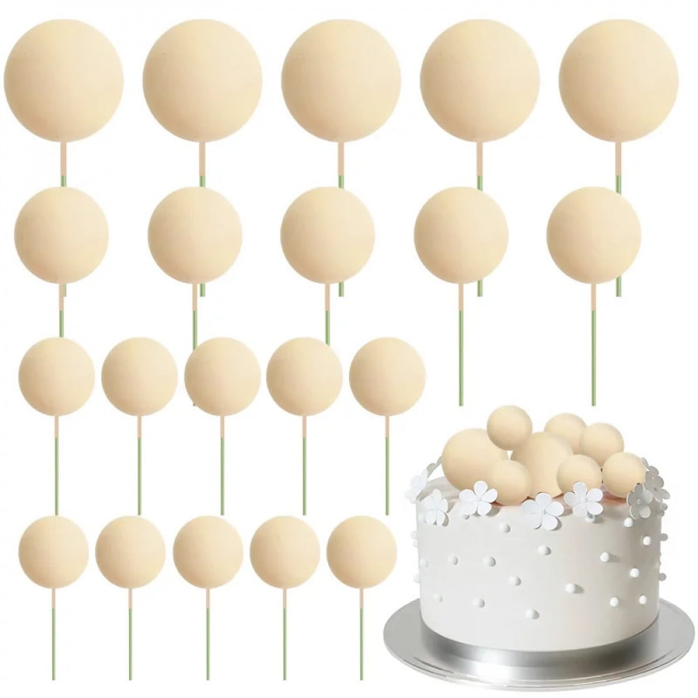 20Pcs Colorful Balls Cake Topper Mini Balloons Cupcake Insert Sticks ...