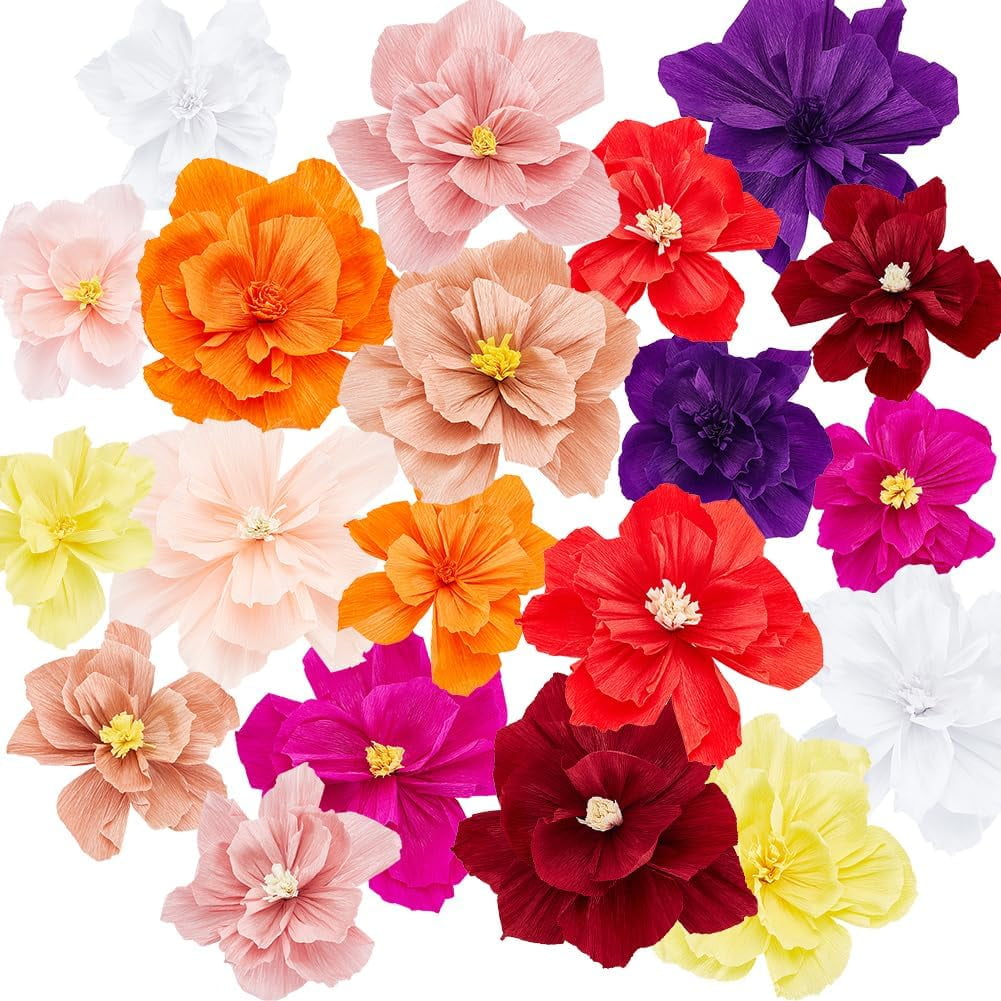 20Pcs Colorful Tissue Paper Flowers Fiesta Paper Flowers Decoration ...