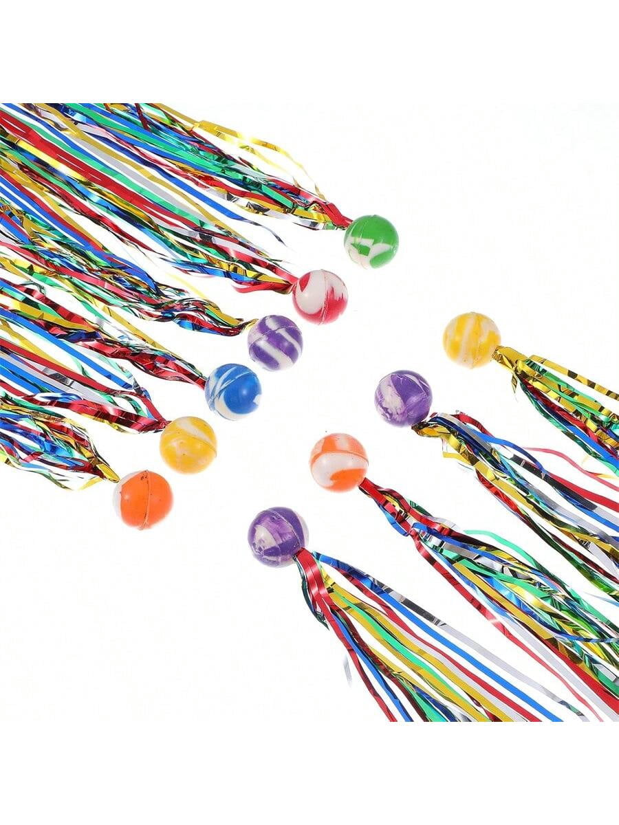 20Pcs Comet Star Balls - Colorful Tassel Bouncy Rubber Balls for Pet ...