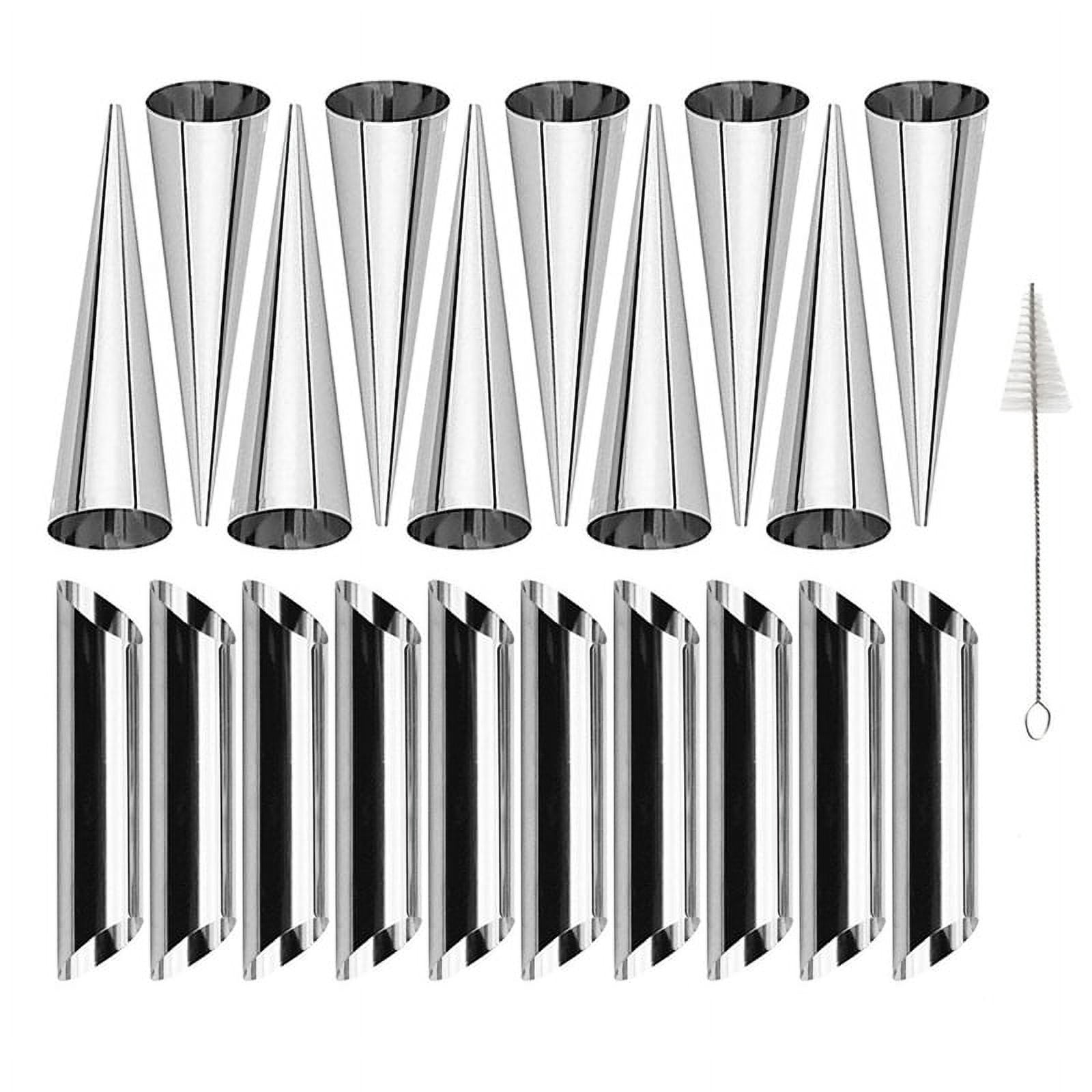 20Pcs Cream Horn Molds Stainless Steel Cone Tubular Shaped Mold for ...