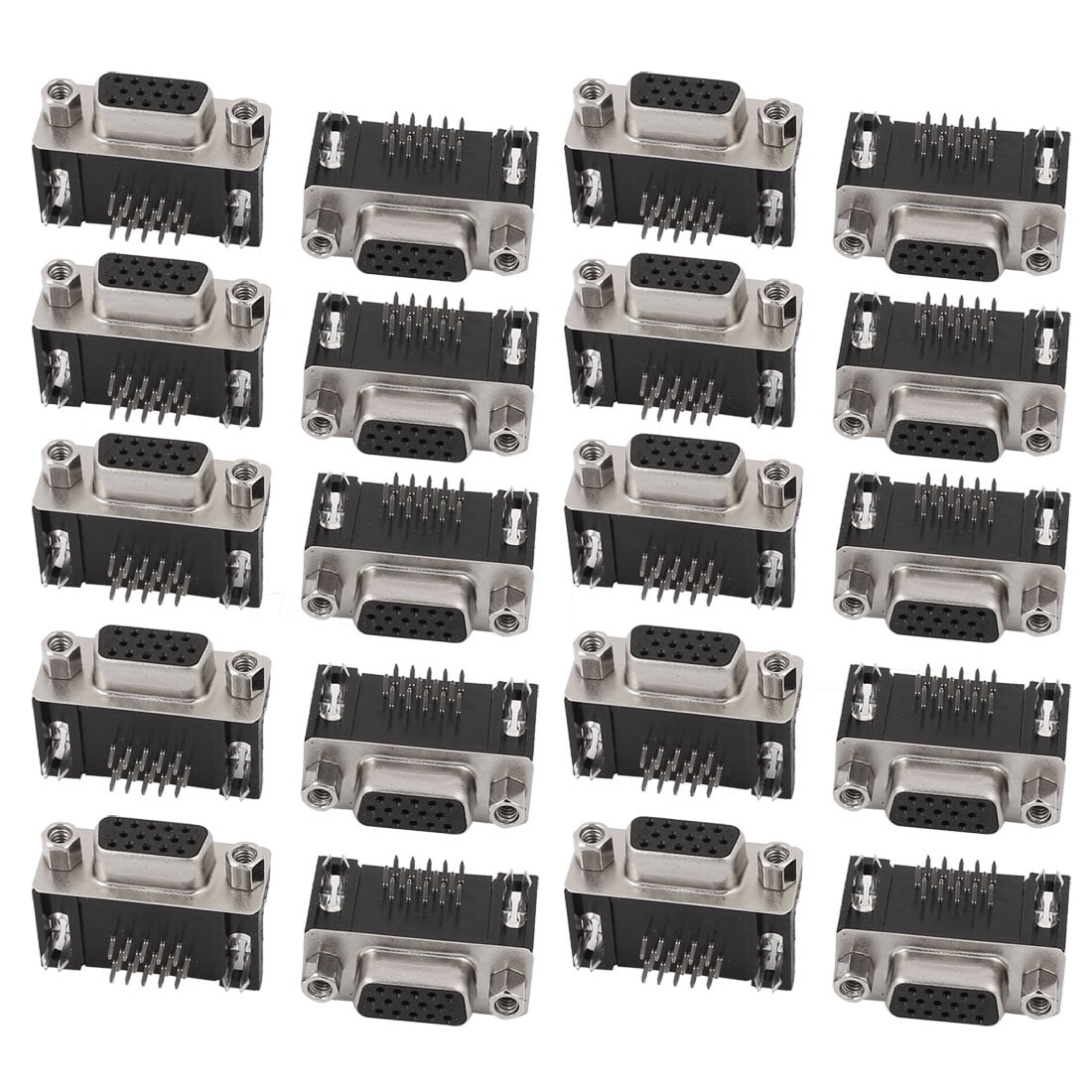 20Pcs DB 15 Pin 3 Row Female D-SUB VGA Connector PCB Mounting Right ...