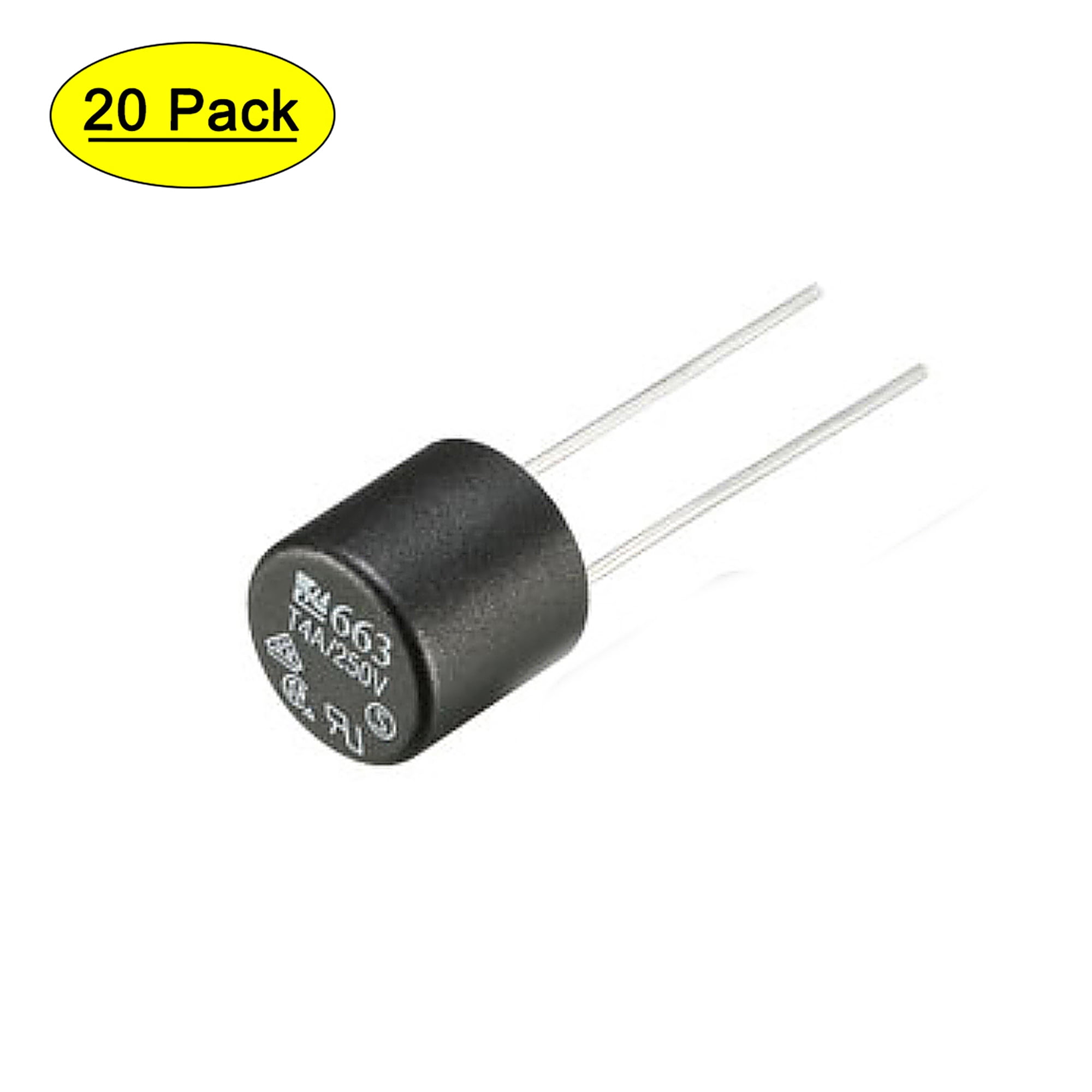 20Pcs DIP Mounted Cylinder Slow Blow Micro Fuse T4A 4A 250V Black ...