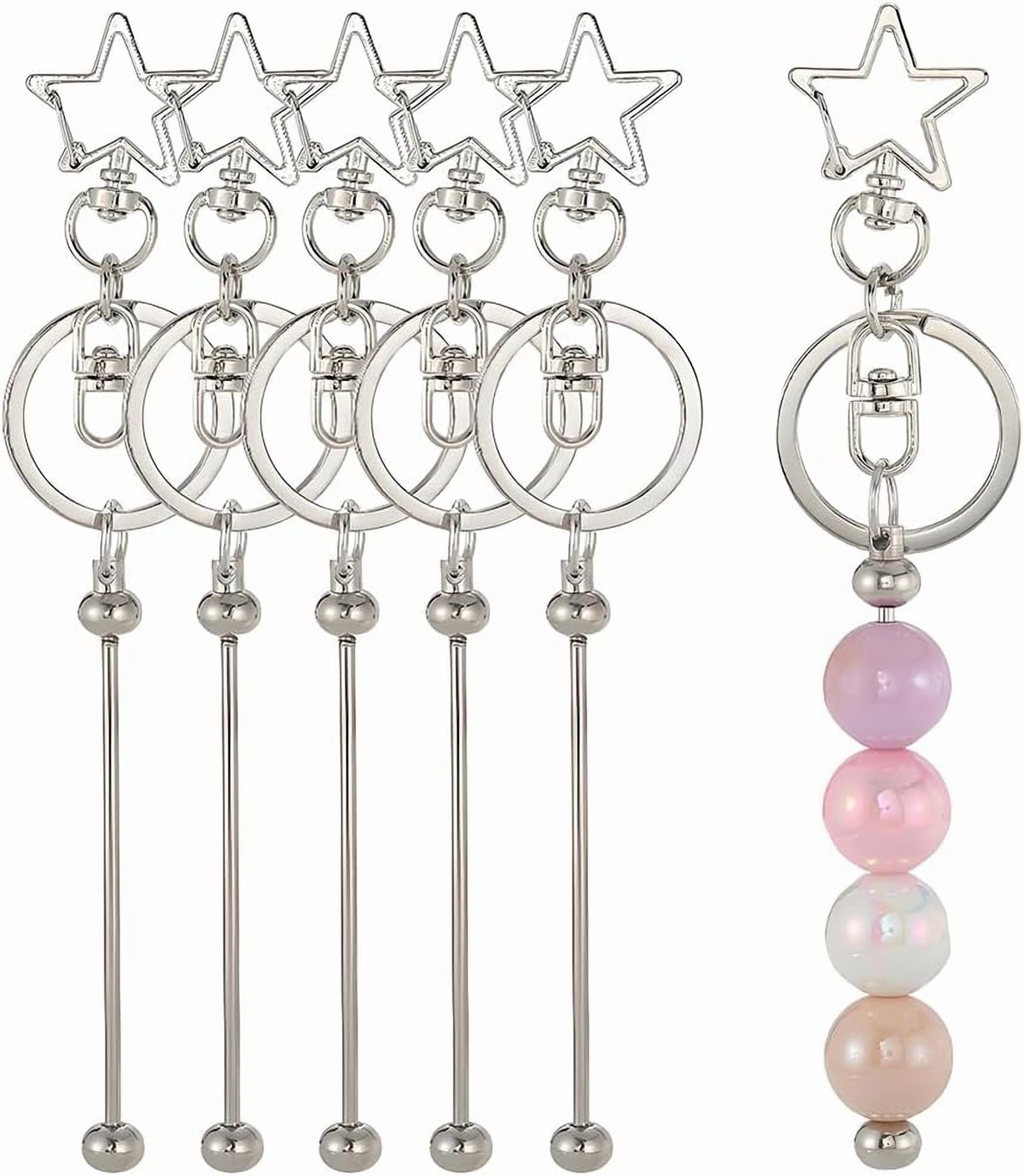 20Pcs DIY 10 Sets Beadable Keychains Keychain Bead Blanks Beaded Key ...