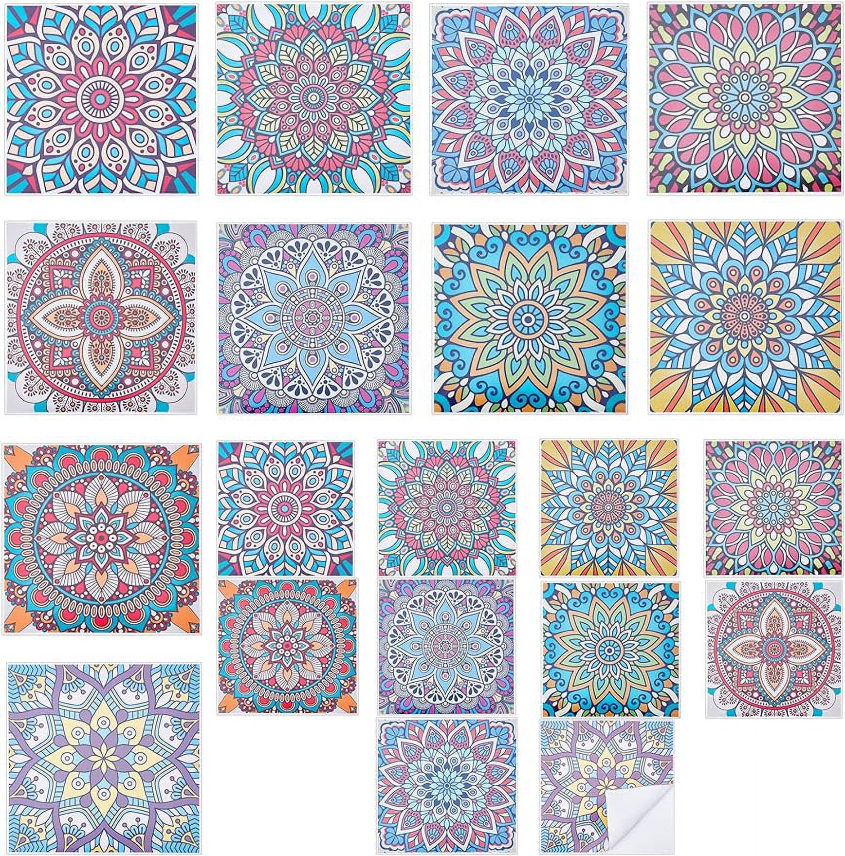 20Pcs Decorative Tile Stickers Set 4x4 & 6x6 Inches Vinyl Tile Look ...