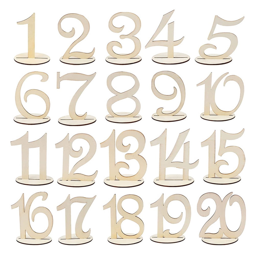 20Pcs Decorative Wooden Numbers Wedding Reception Numbers Party Table ...