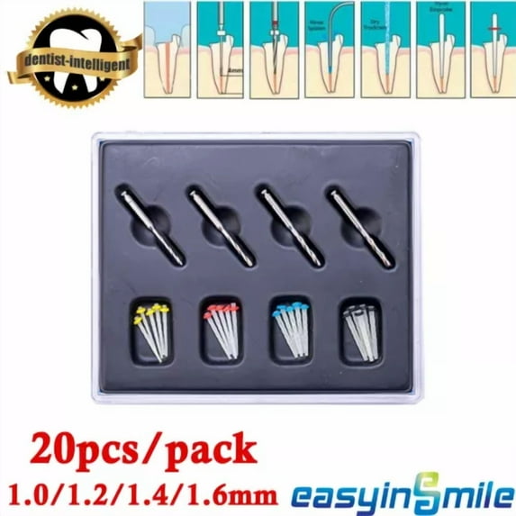 20Pcs Dental Endodontic Endo Root Canal Quartz Fiber Post 4 Size + 4 ...