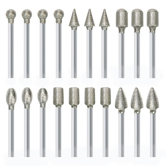 20Pcs Diamond Burr Set - Rotary Grinding Burrs Drill Bits Set with 1/8 ...