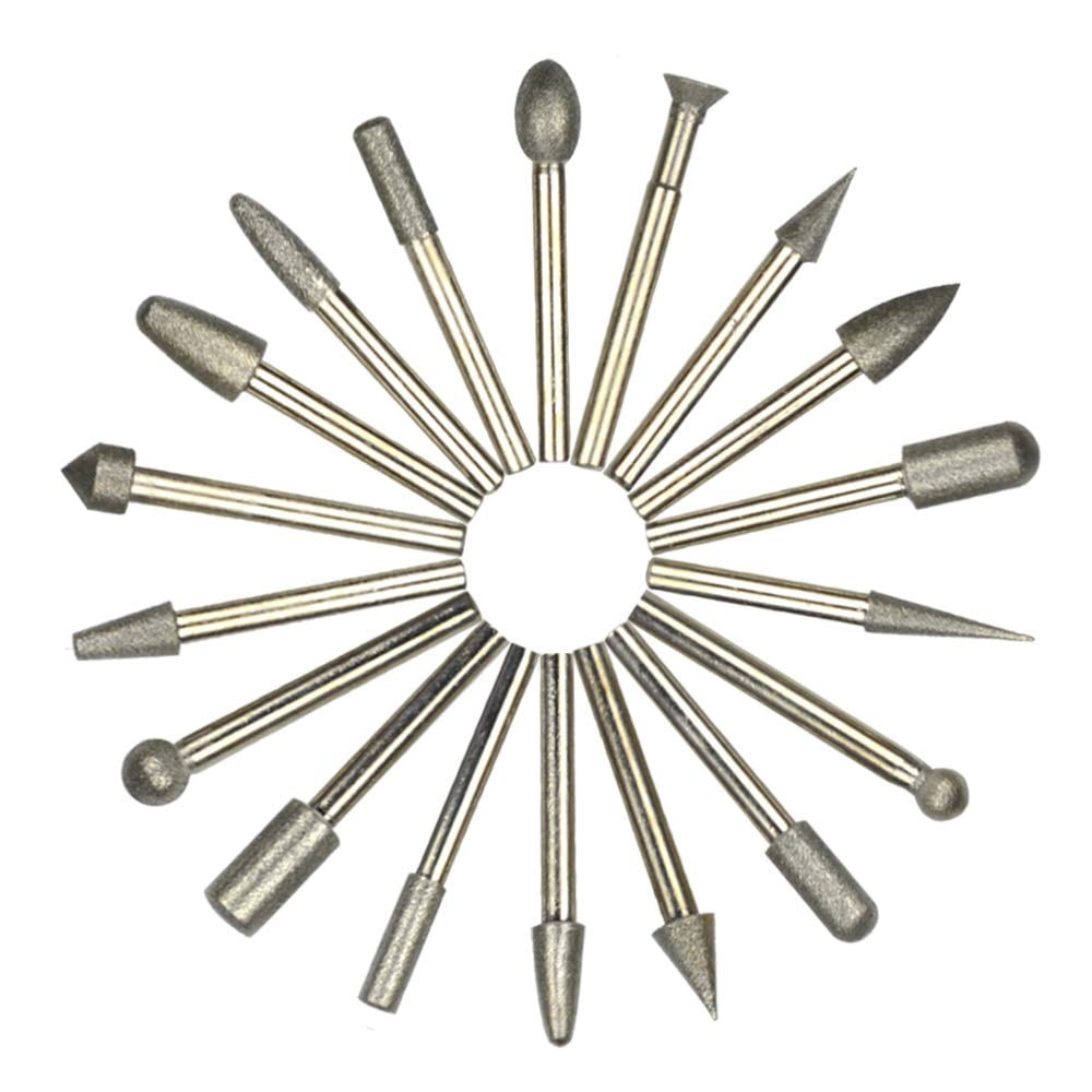 20Pcs Diamond Burs, Rotary Grit Diamond (Drill Bit / Head / Diamond Tip ...