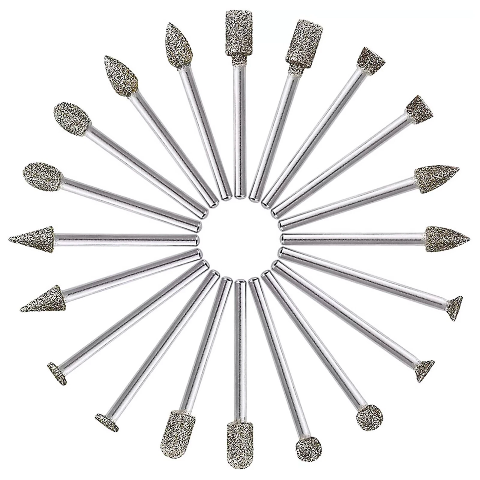 20Pcs Diamond Grinding Burr Drill Bits 3Mm Grinding Diameter For Rotary ...