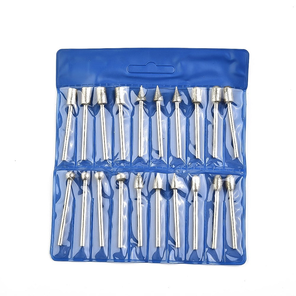 20Pcs Diamond Grinding Heads Mini Bit For Rotary Drill Tool Burrs ...