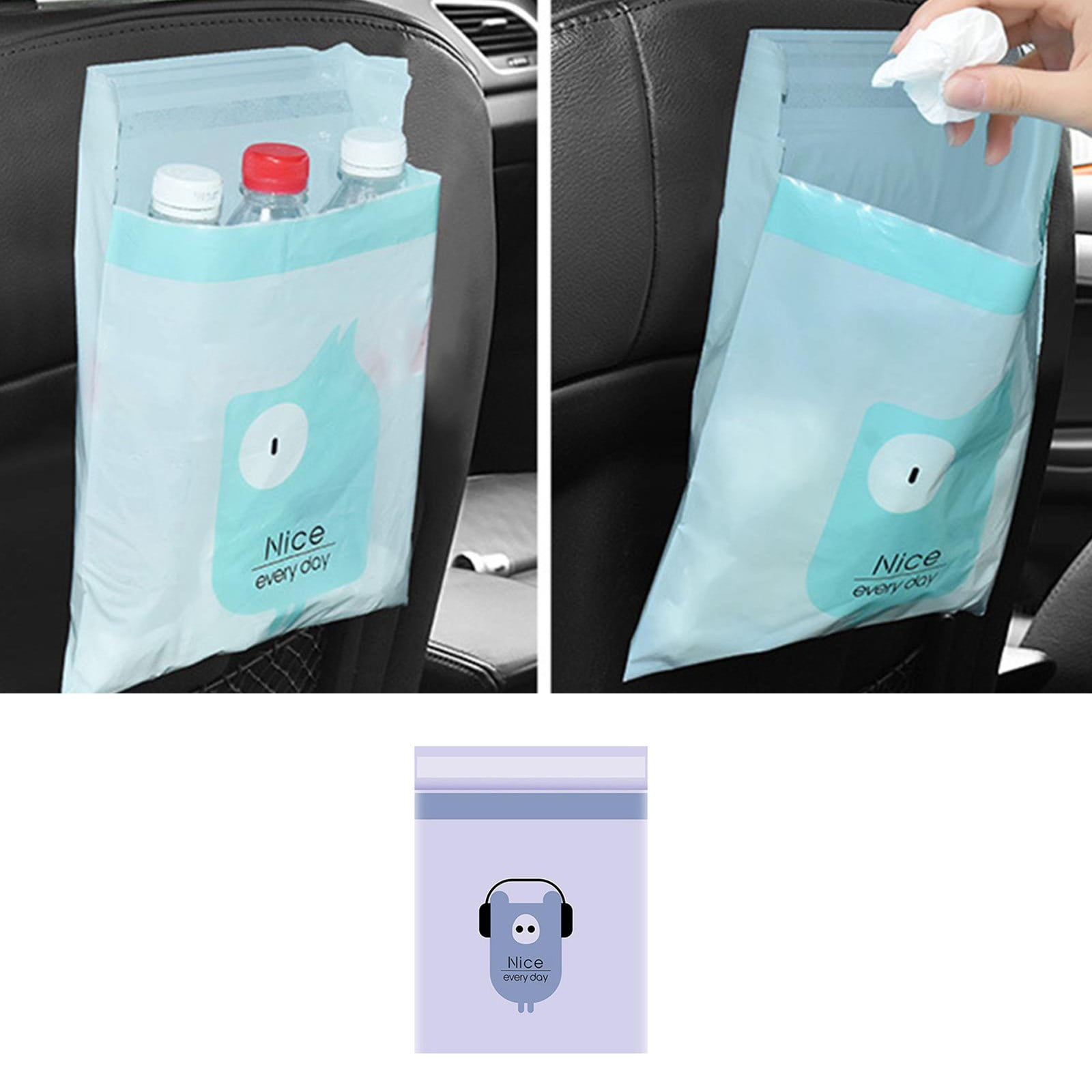 20Pcs Disposable Stick-On Car Garbage Bags With Pattern Waterproof ...