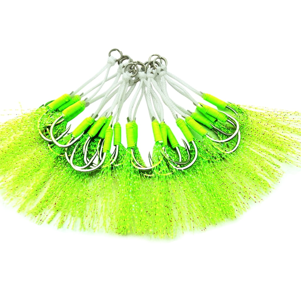 20Pcs Double Fishing Assist Hook Kits Small Size Jigs Jigging Hook Slow ...