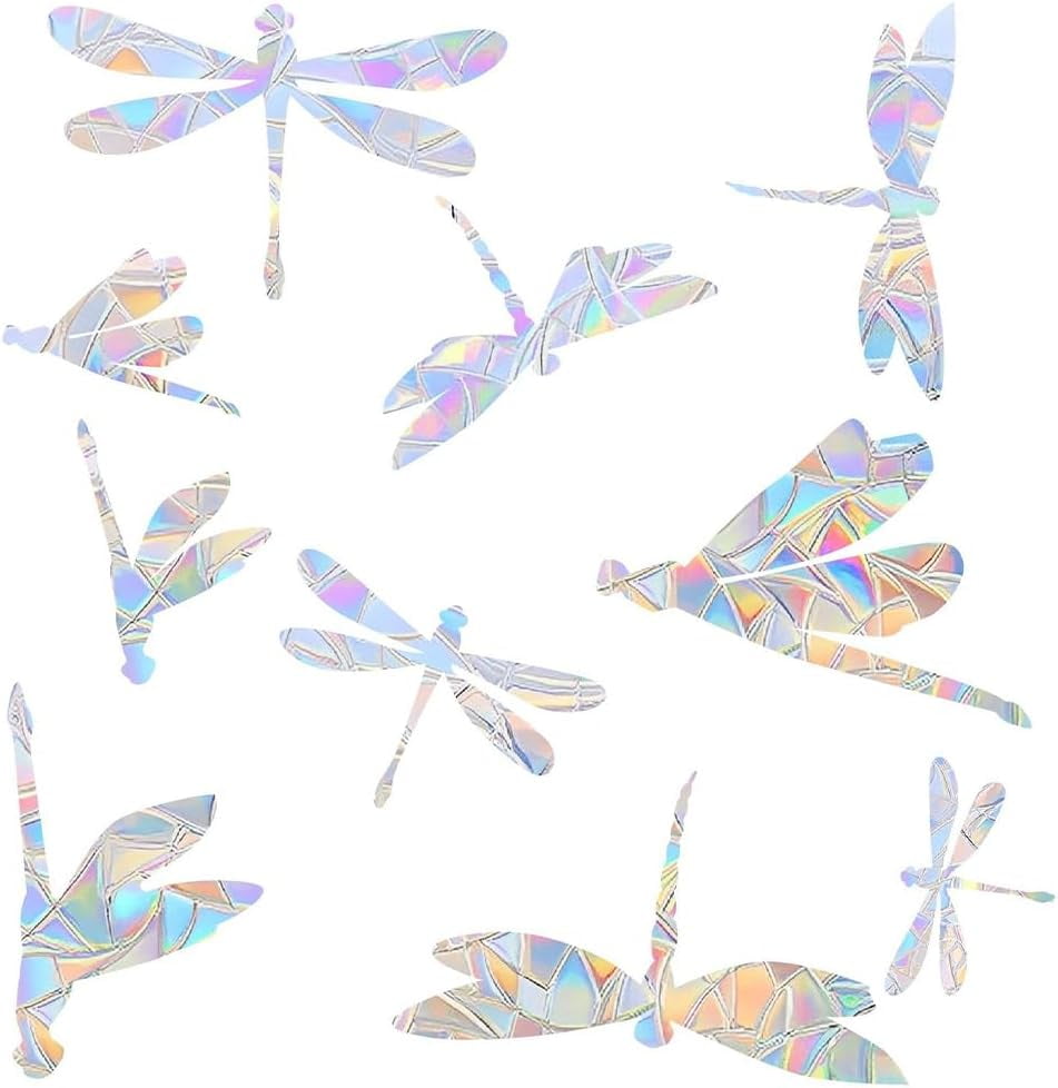 20Pcs Dragonfly Window Cling Static Rainbow Window Stickers Non ...